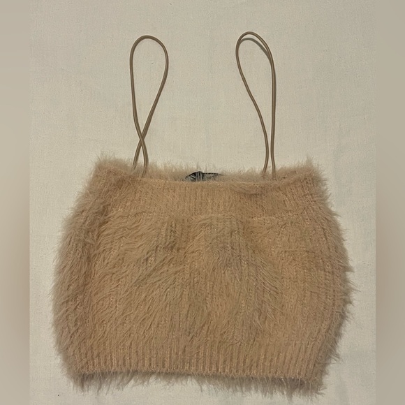 Zara | Tops | New Zara Fuzzy Crop Tank Cami Tube Top Baby Pink Strappy ...